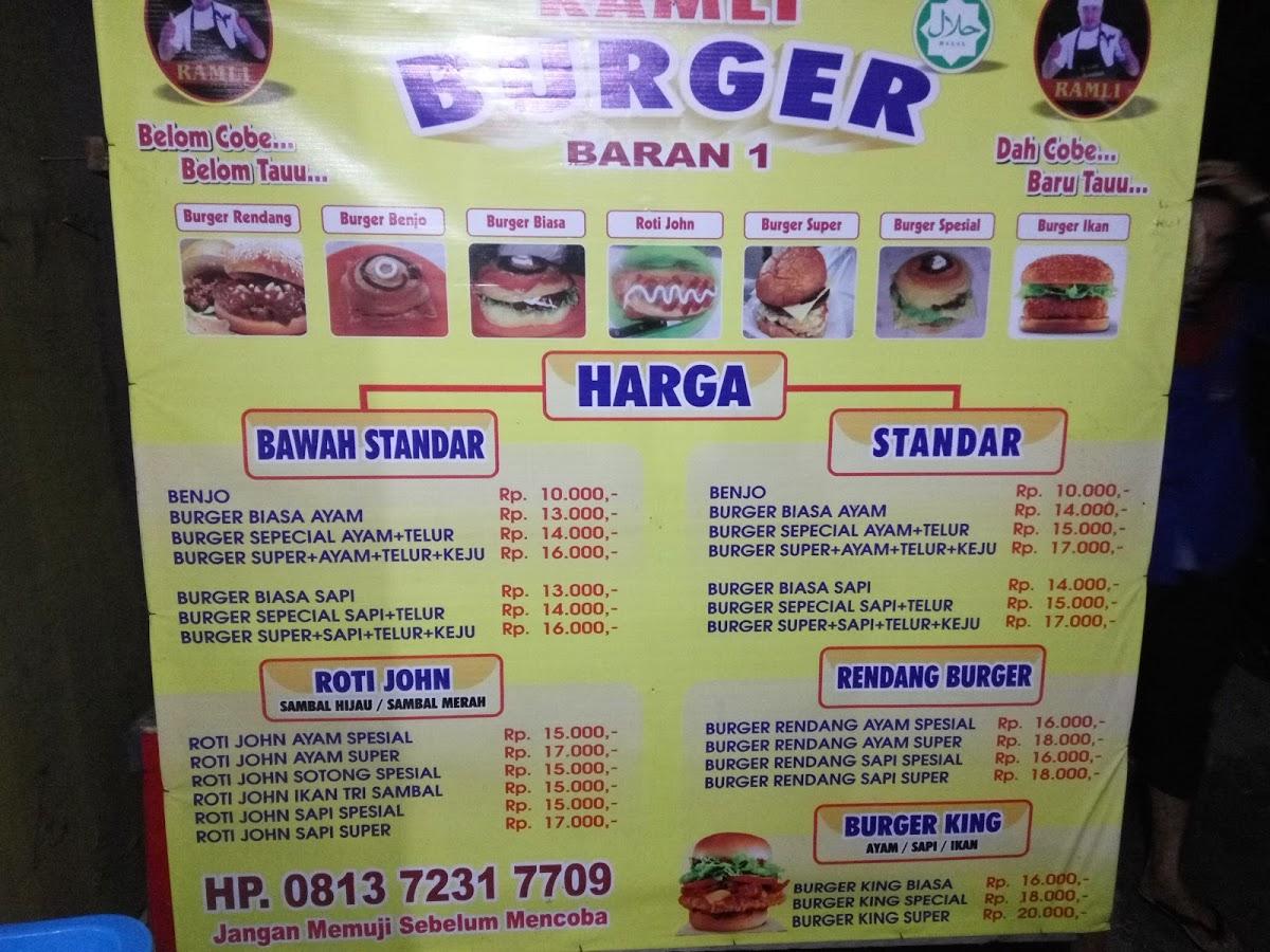 Menu at BURGER RAMLY cafe, Meral Kota