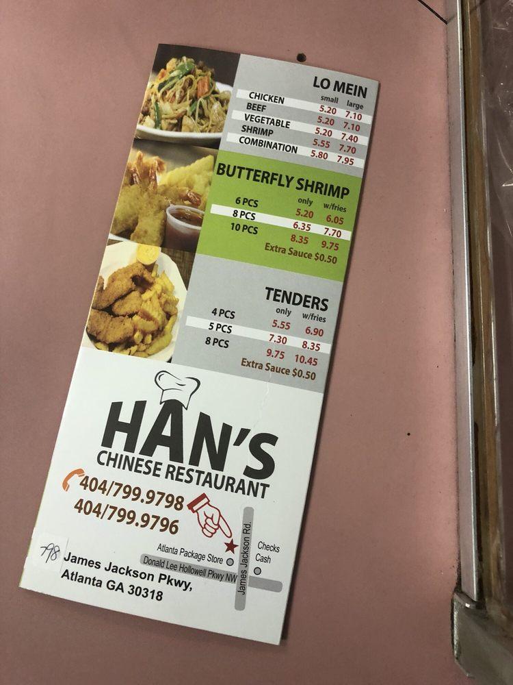Menu at Hans Chinese Food And Chicken Wings restaurant, Atlanta, 798 ...