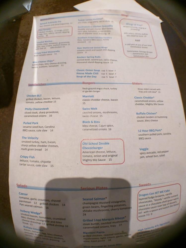 Menu at High Velocity pub & bar, Atlanta