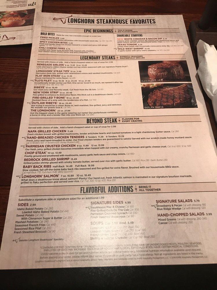 Menu at LongHorn Steakhouse, Augusta