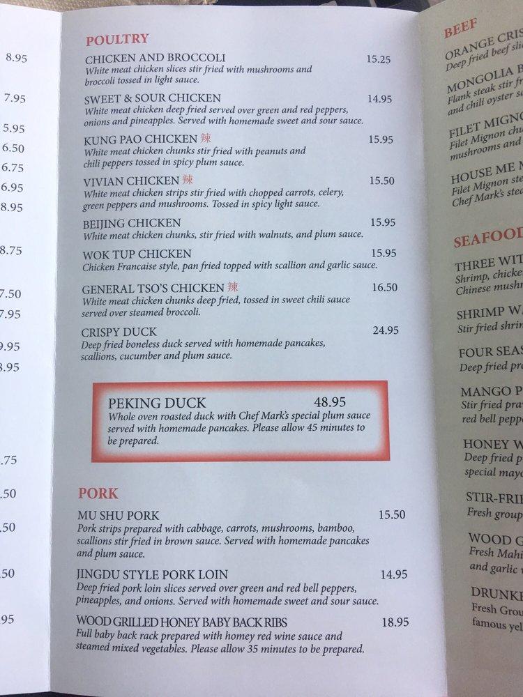 Menu at O'mei Chinese Cuisine restaurant, North Naples, Tamiami Trail N