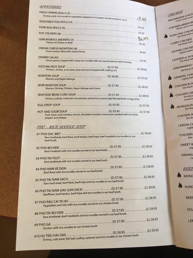 Menu at Phở Noodle restaurant, Reno, 465 S Meadows Pkwy #20