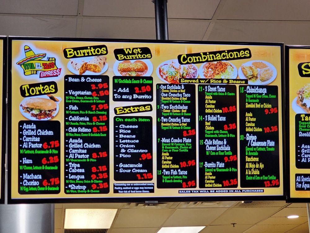 Menu at Viva El Taco Express restaurant, Las Vegas, S Maryland Pkwy # B