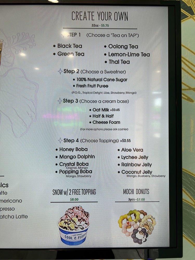 Menu at Lilikoi Boba, San Jose, Prospect Rd