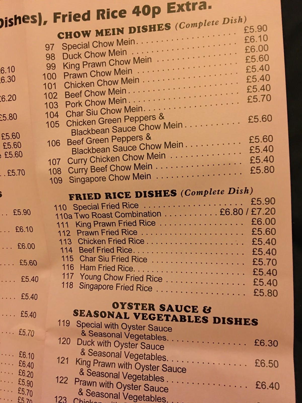 Menu at Wo Foong fast food, Colwyn Bay, 242 Abergele Rd