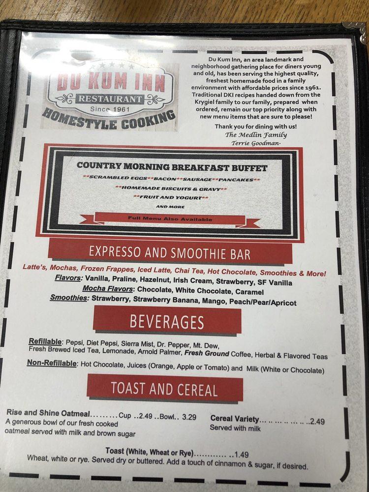 Menu at Du Kum Inn restaurant, Sullivan