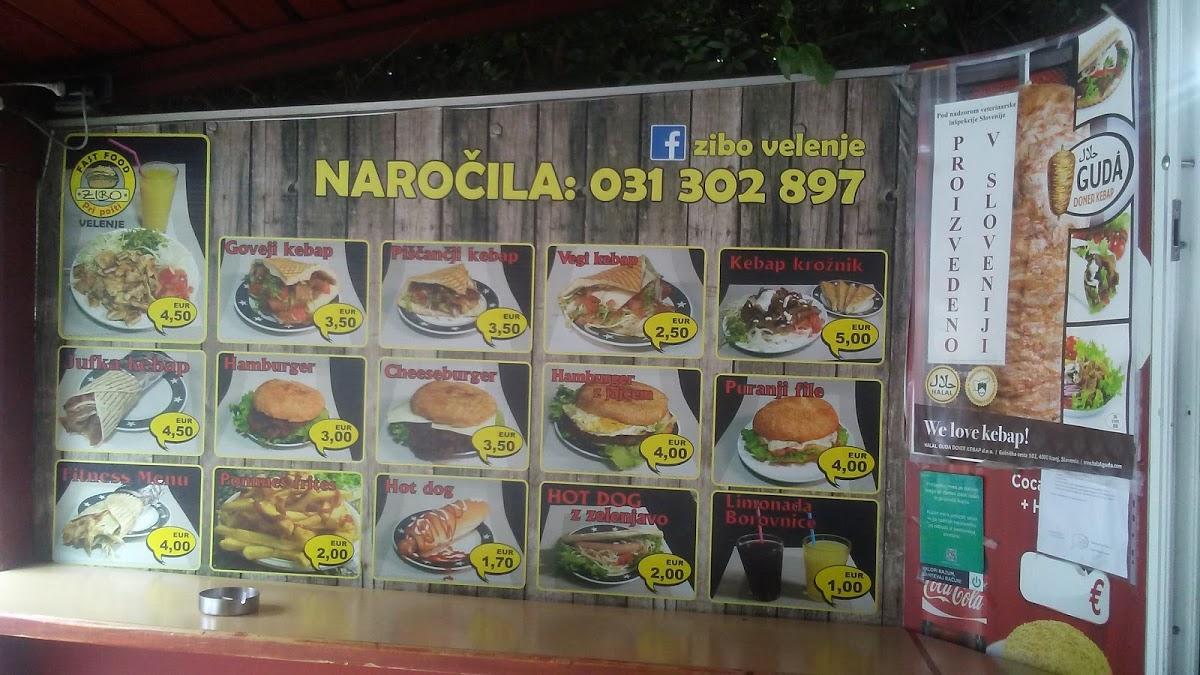 Menu at Fast Food Zibo, Velenje