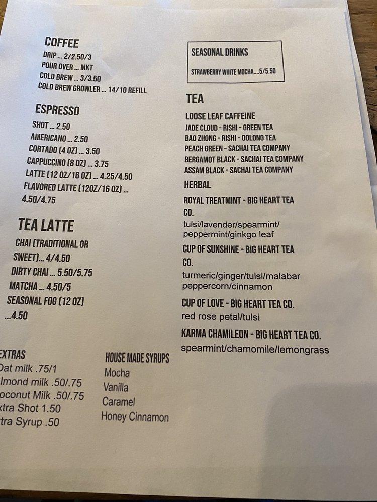 Menu at Post Commons cafe, Alton