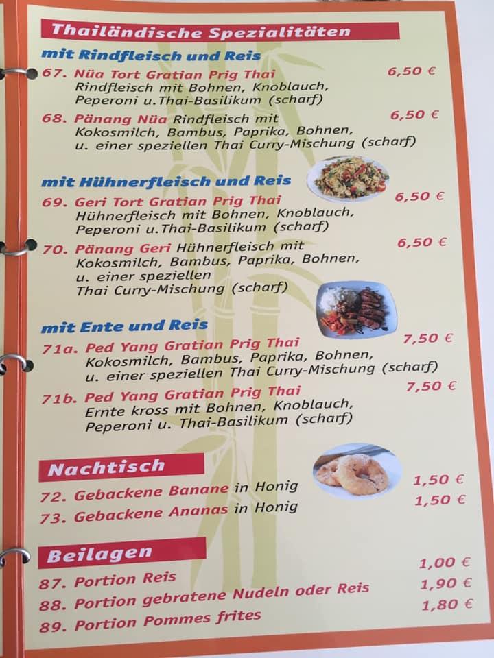Menu at Saigon Imbiss restaurant, Speyer