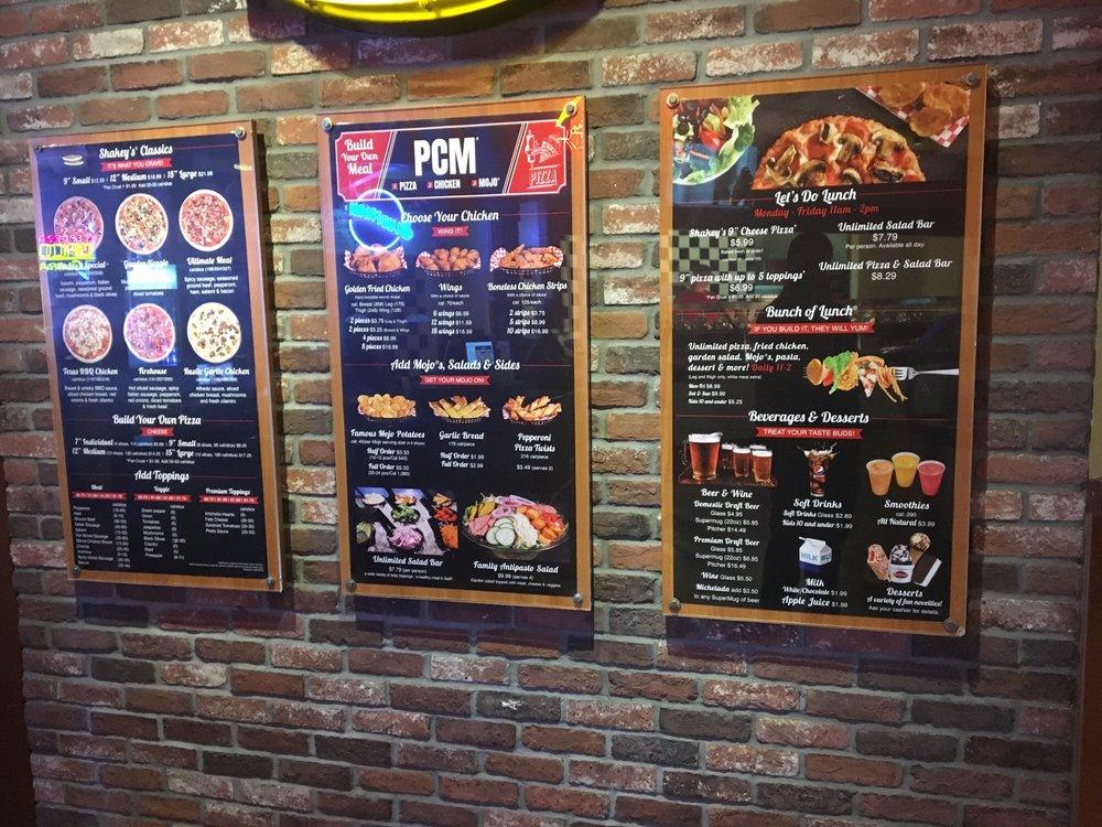 Menu at Shakey's Pizza Parlor pizzeria, Anaheim, S Harbor Blvd