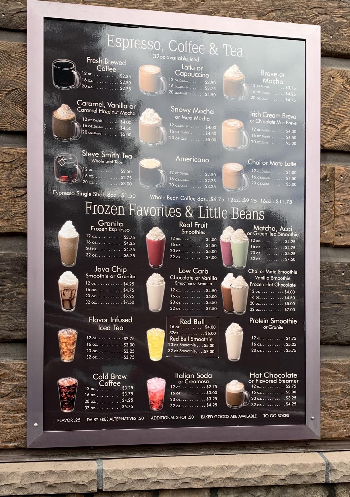 Menu at The Human Bean pub & bar, Woodland Park