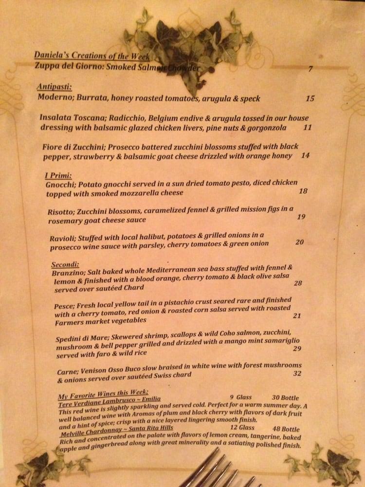 Menu at Trattoria I Trulli Restaurant, Encinitas