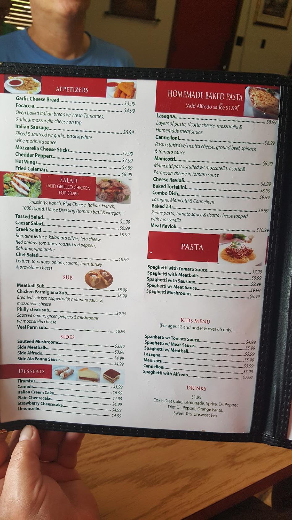 Menu at Verona Italian Restaurant, Benton