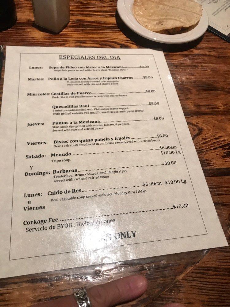 Menu at Cantón Regio steakhouse, Chicago
