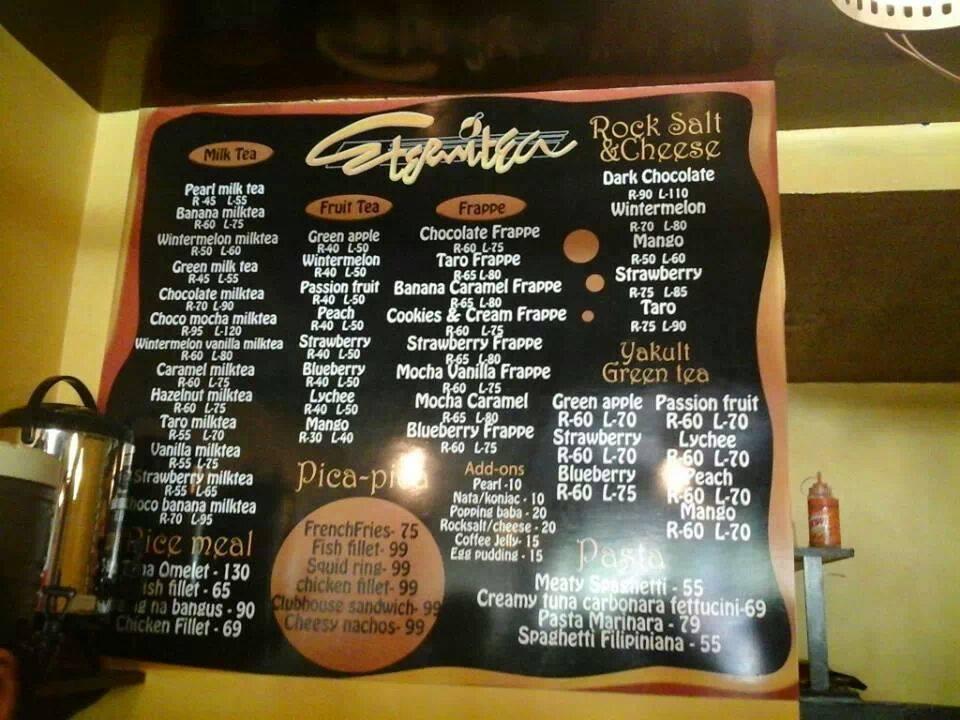 Menu at Eternitea cafeteria, Cabanatuan City