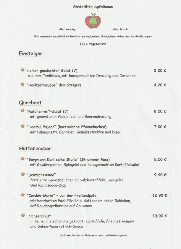 Menu at Gaststätte Apfelbaum pub & bar, Essen