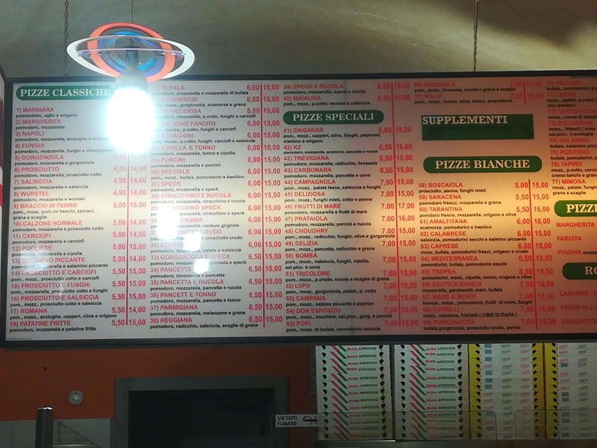 Menu at K2 PIZZERIA & KEBABBARO, Reggio Emilia