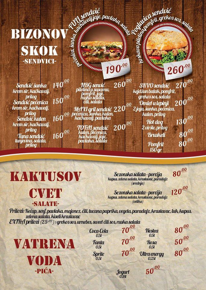 Menu at Poglavica I fastfood restaurant, Belgrade