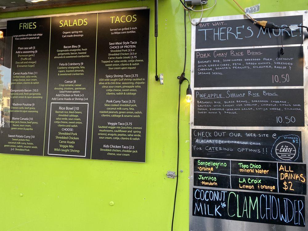 Menu at The Lot restaurant, Bend