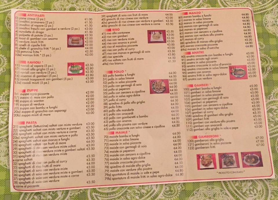 Menu at Take-away cinese balduina restaurant, Rome