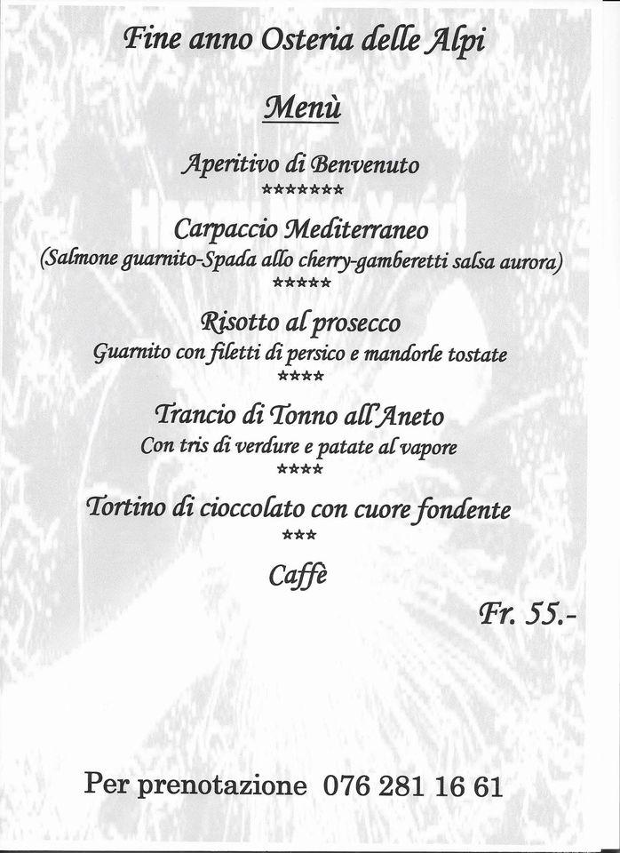 Menu da Osteria Delle Alpi, Bosco/Gurin