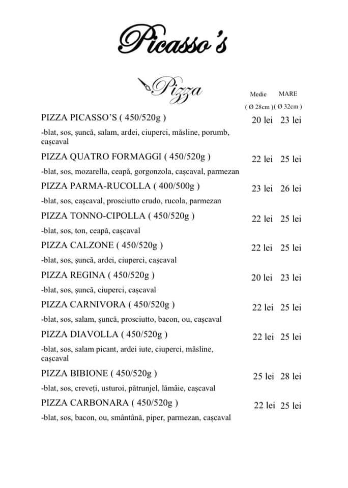 Menu at Picasso's, Orăștie