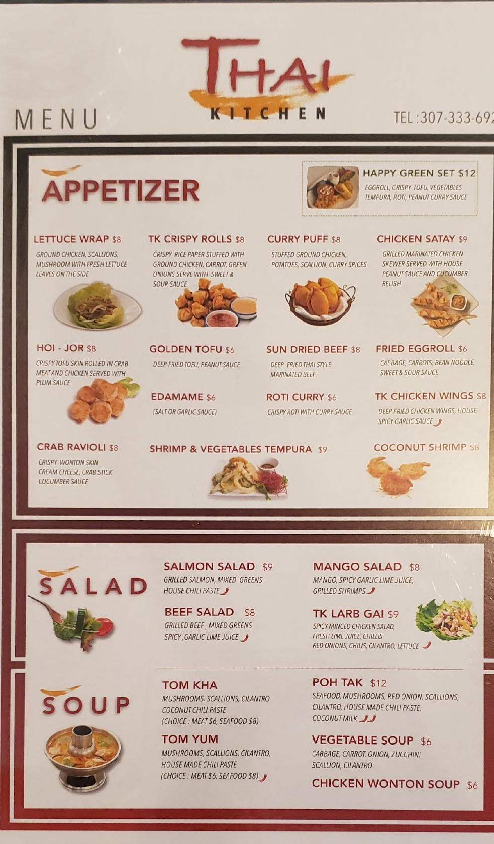 Menu at Thai Kitchen Restaurant, Casper
