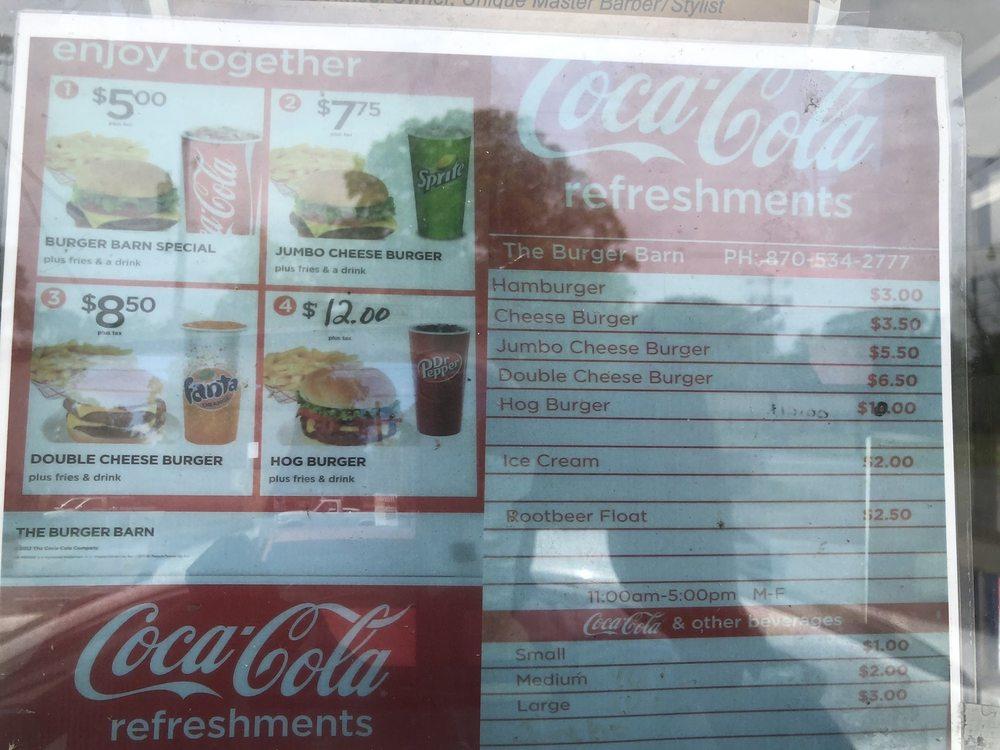 Menu at The Burger Barn, Pine Bluff