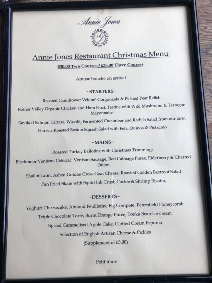 Menu at Annie Jones restaurant, Petersfield, 10 Lavant St