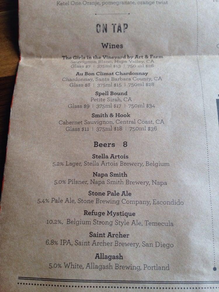 Menu at Cork Fire Kitchen restaurant, Temecula