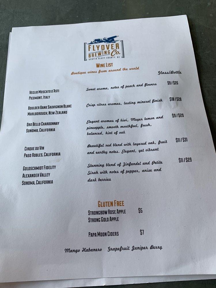 Menu at Flyover Brewing pub & bar, Scottsbluff