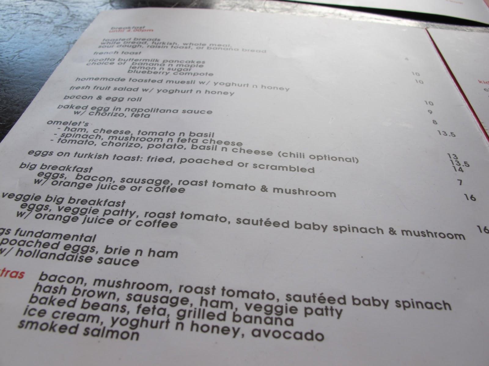 Menu at Fundamental restaurant, Balmain