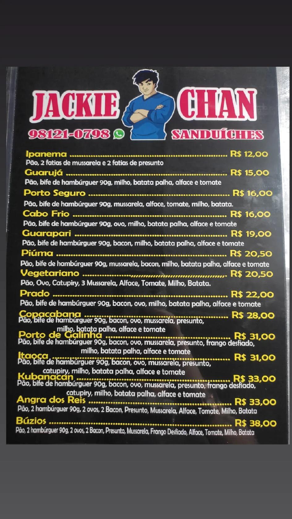 Carta del restaurante Jackie Chan Lanches, Belo Horizonte, R. Álvaro Mata