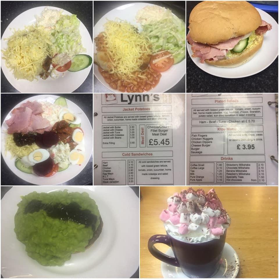 Menu at Lynn’s cafe, Huddersfield
