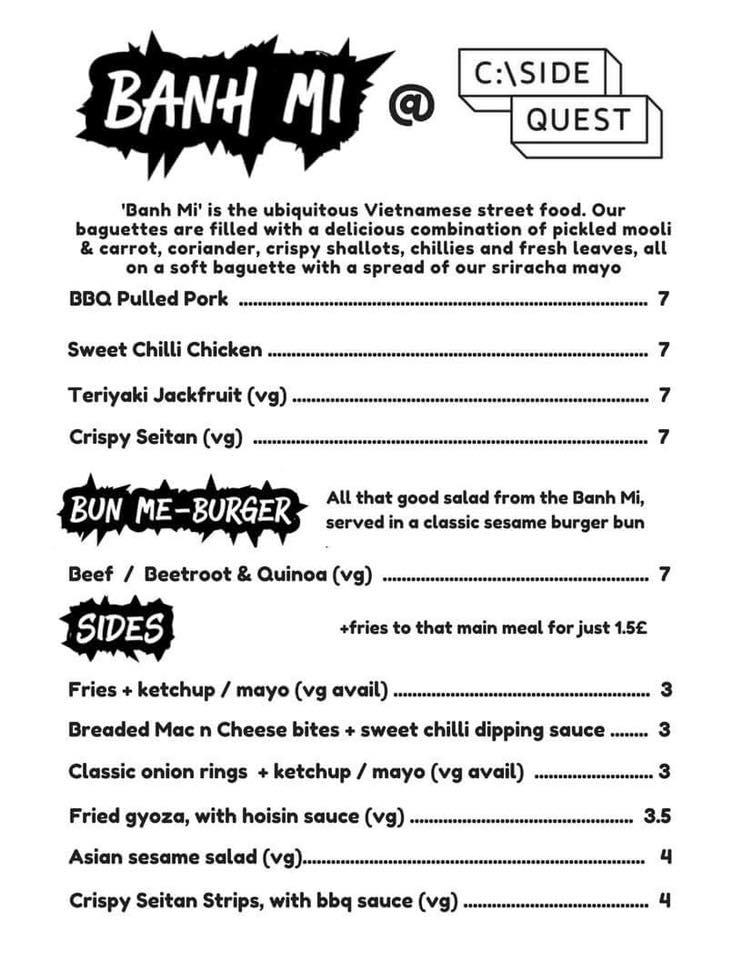Menu at Loading Bar, Brighton