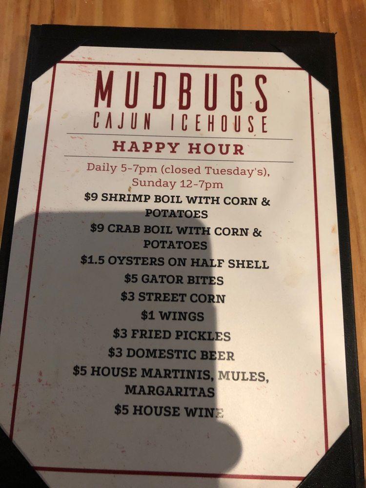 Menu at Mudbugs Cajun Icehouse pub & bar, Corpus Christi