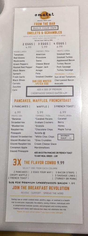 Menu at Omelet Bar, Orlando