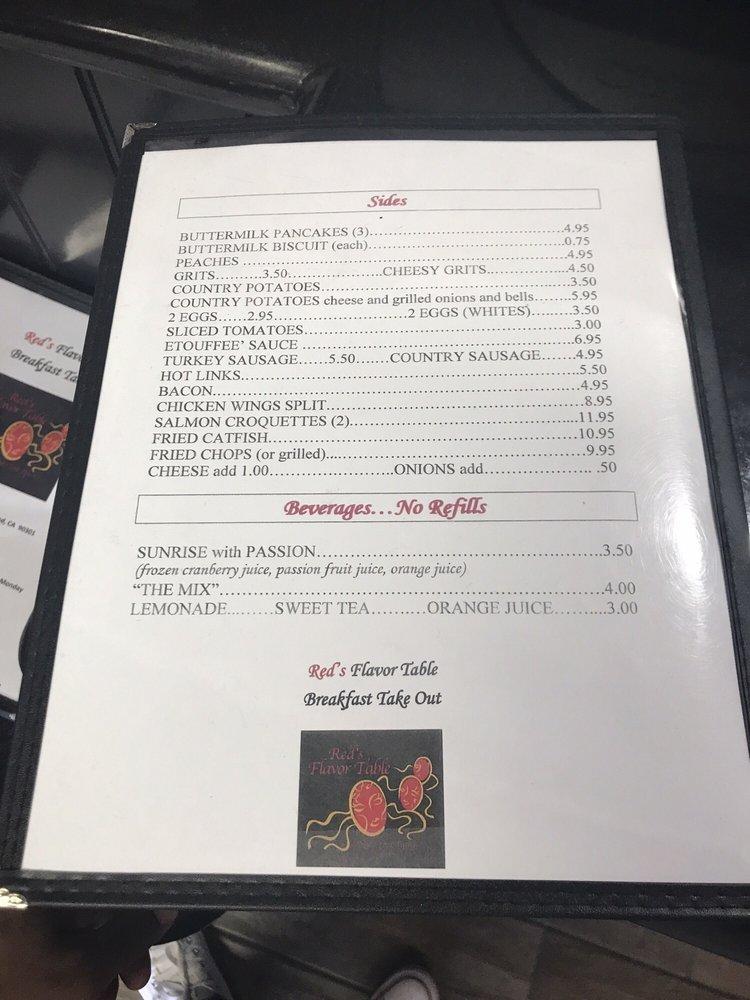 Carta del restaurante Red's Flavor Table Takeout, Inglewood