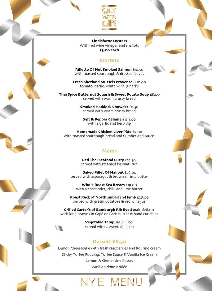 Menu at Salt Water Cafe, Beadnell