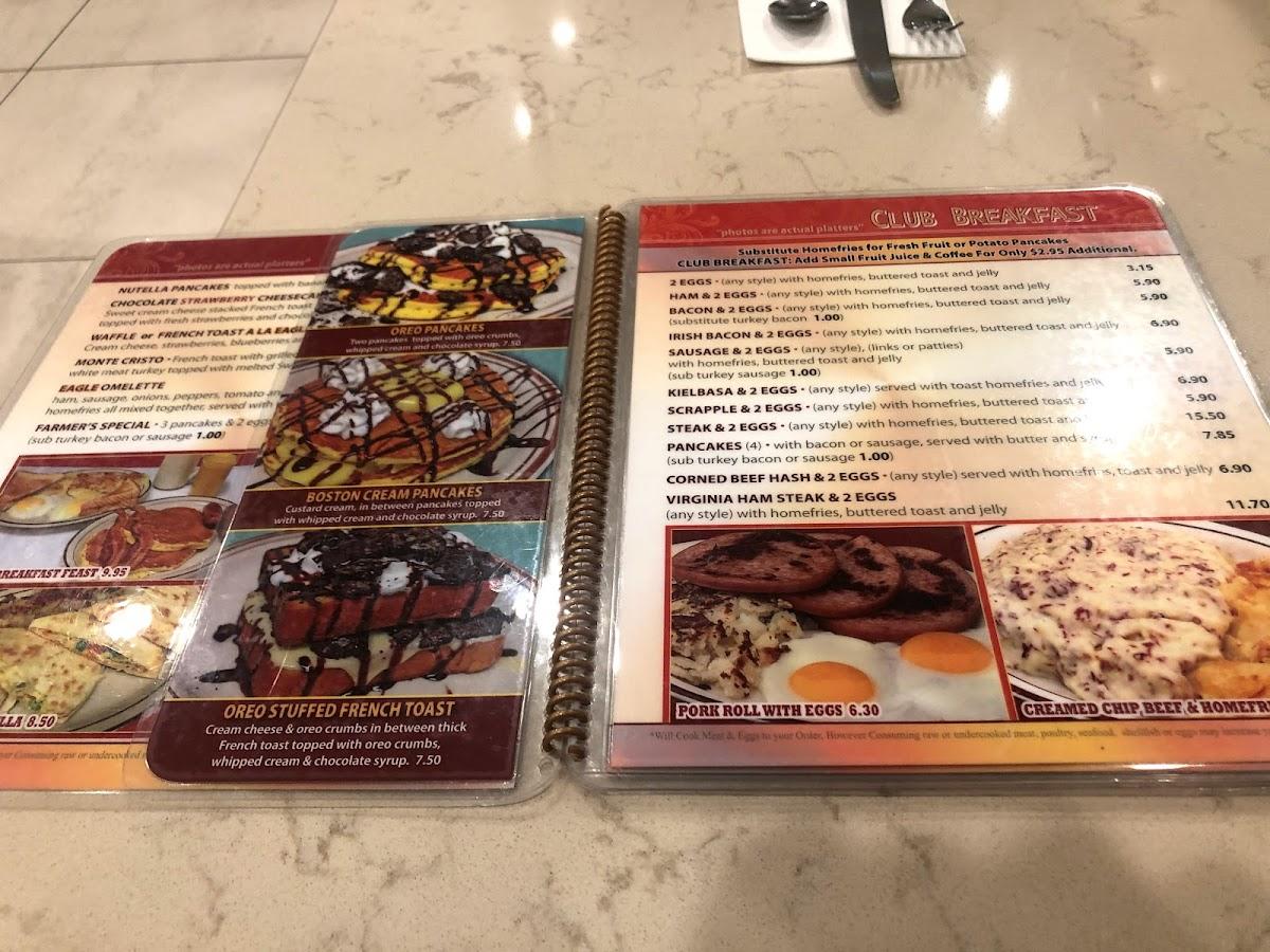 Menu at Eagle Diner restaurant, Warminster