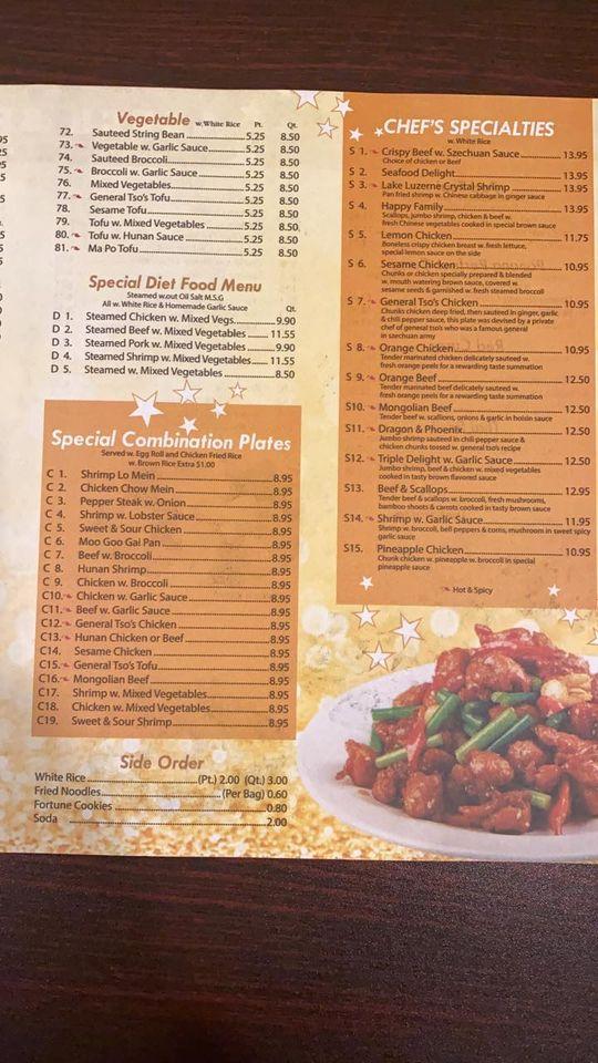 Menu at Moon star Asian Bistro restaurant, Lake Luzerne