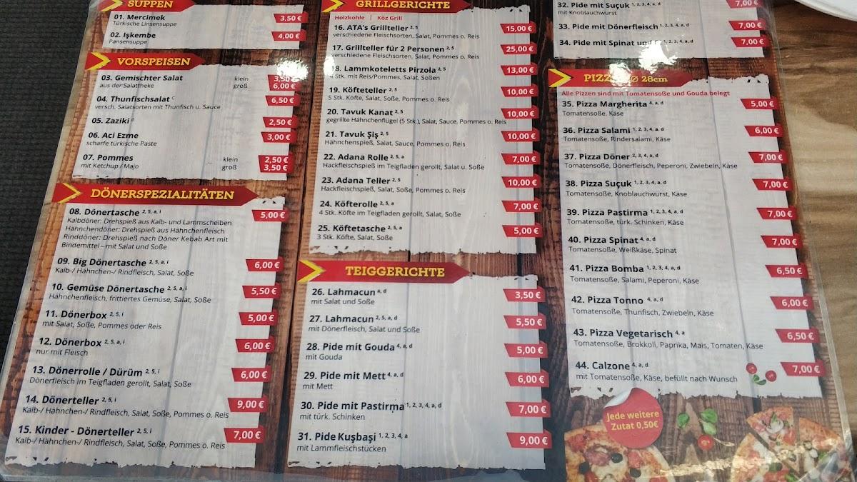 Speisekarte von Atas Kebab House - Halal restaurant, Hannover