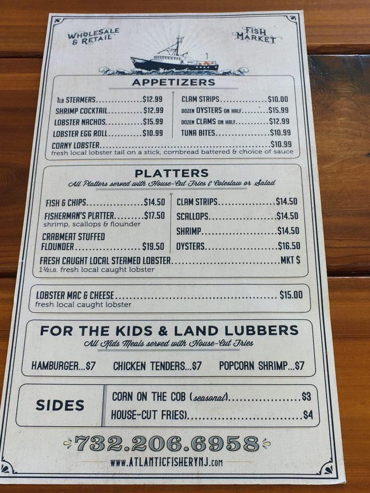 Menu at Atlantic Offshore Fishery restaurant, Point Pleasant Beach