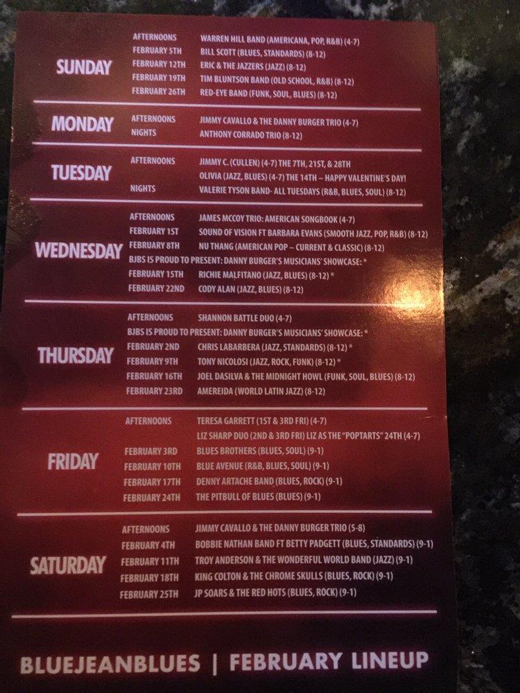 Menu at Blue Jean Blues pub & bar, Fort Lauderdale, 3320 NE 33rd St