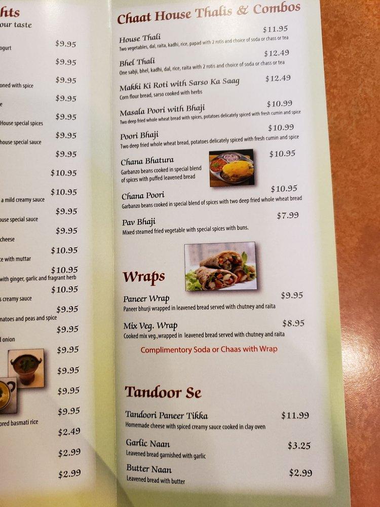 Menu at Chaat House fremont restaurant, Fremont