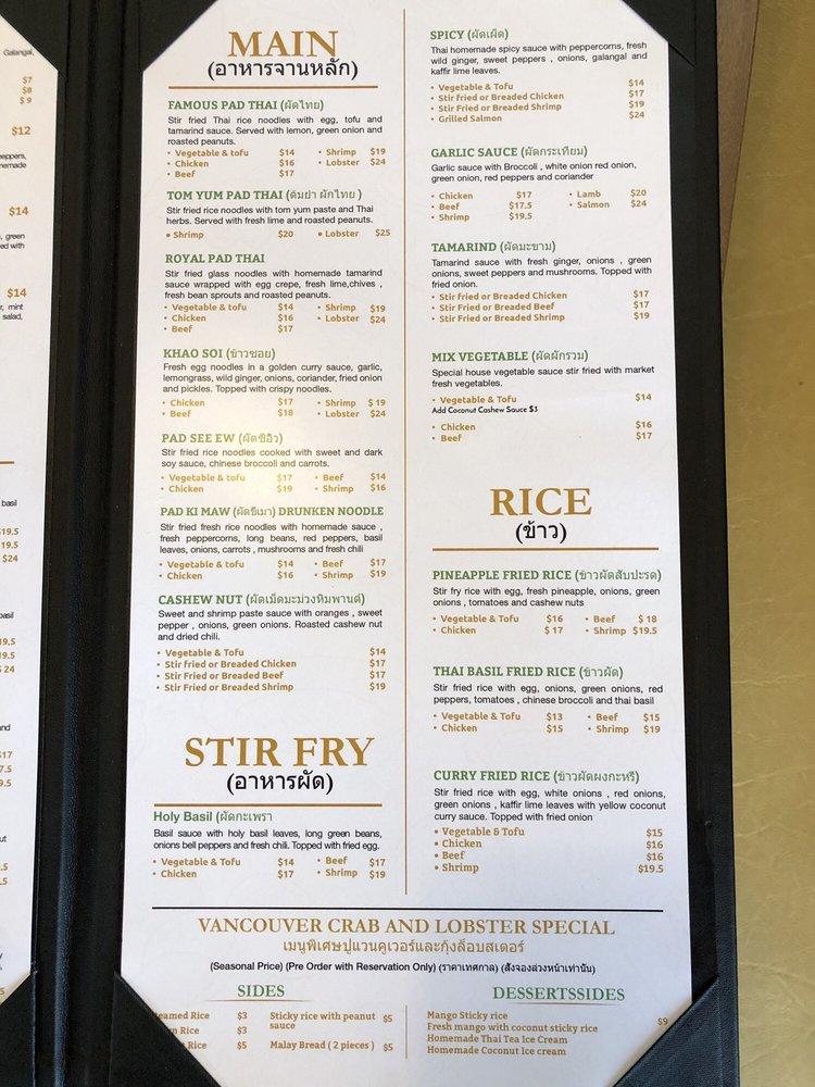 Menu at Chiang Rai Thai Kitchen and Bar, Markham
