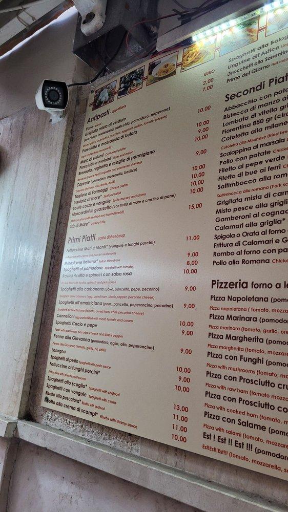 Menu da EST EST EST restaurant in Rome, Roma, Via Principe Amedeo