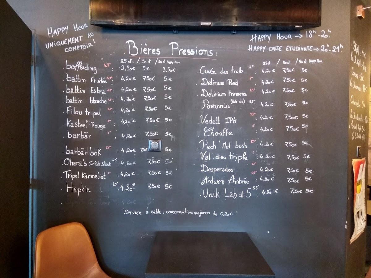 Menu at Ernest Hemingway Café, Reims
