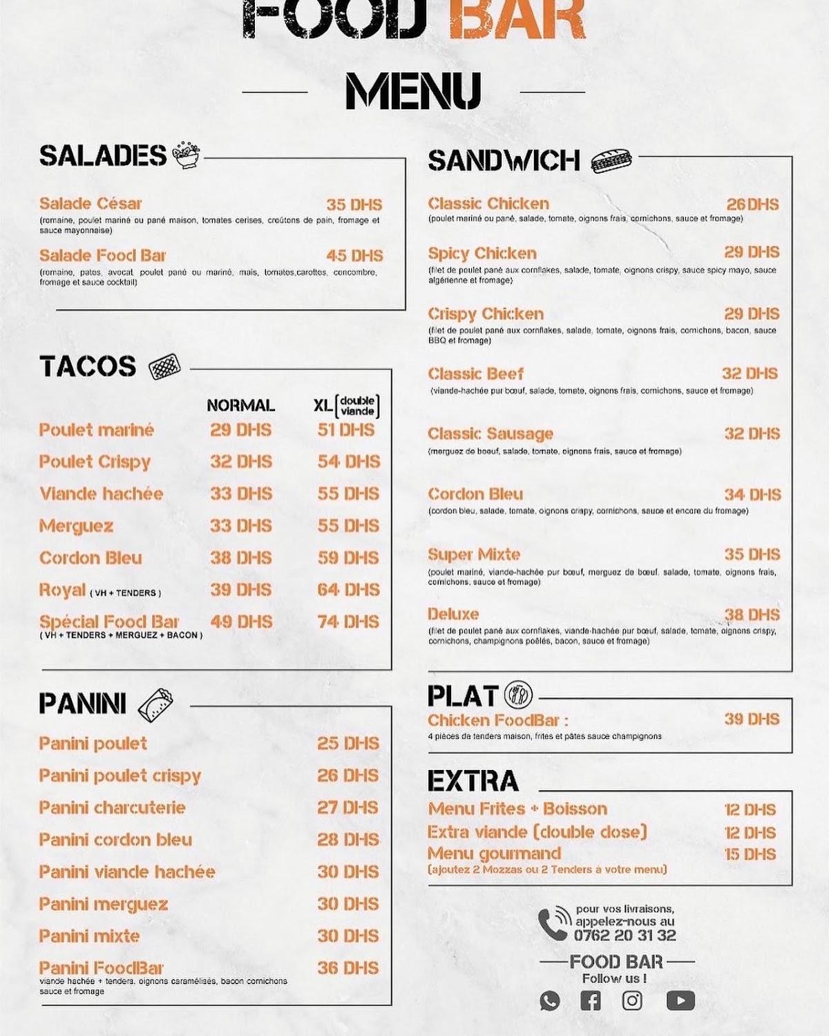 Speisekarte von Food Bar, Casablanca