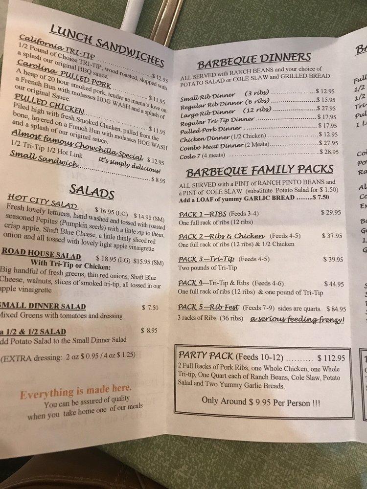 Menu at Hot City BBQ, Los Banos